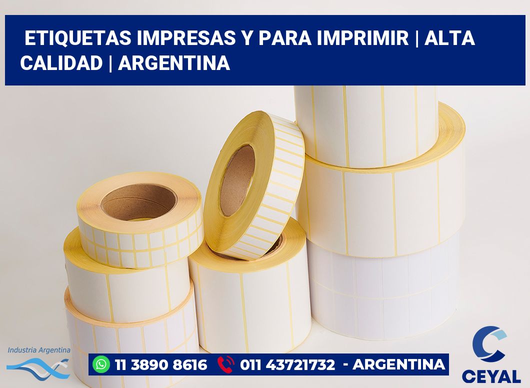 Etiquetas impresas y para imprimir | Alta calidad | Argentina | Venta ...